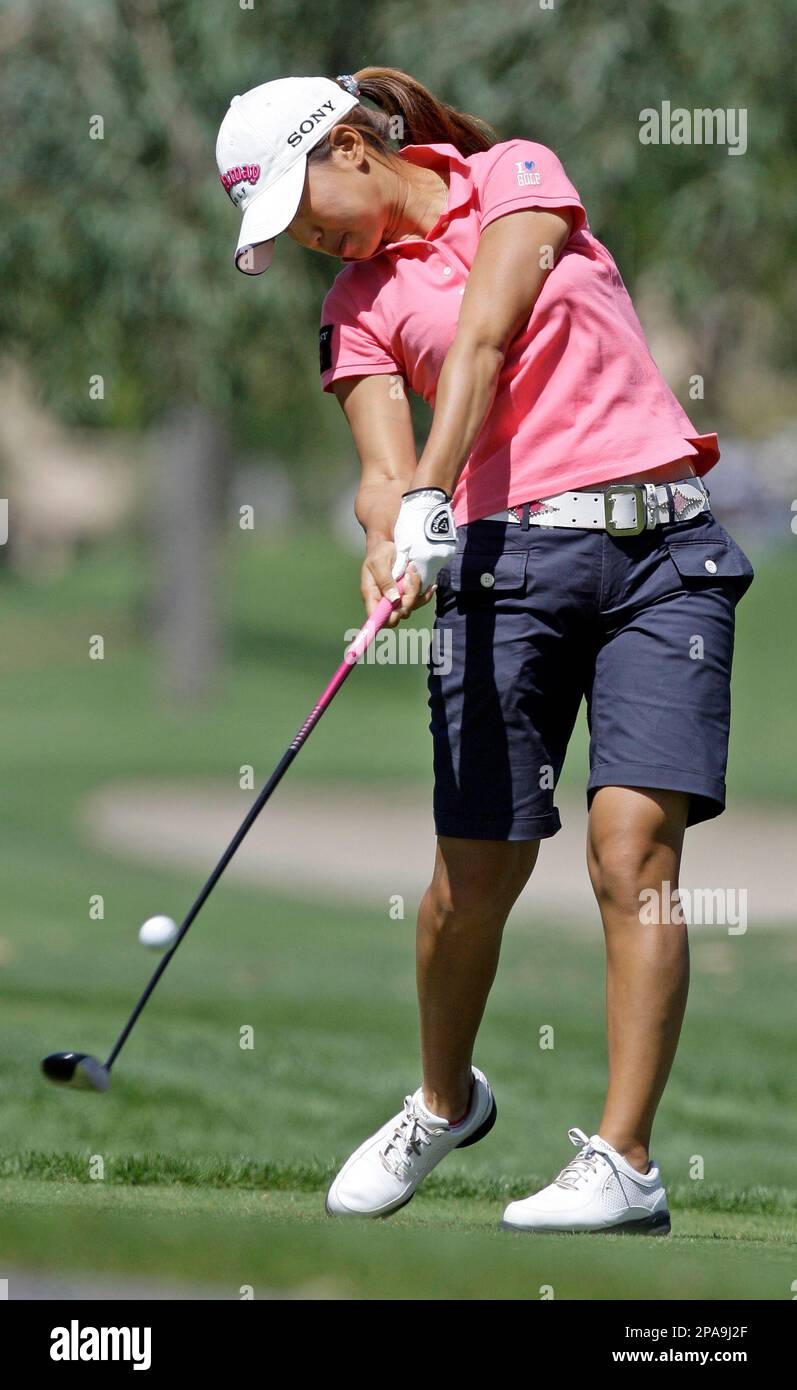 LPGA golfer Momoko Ueda of Japan, tees off on the 16th hole during the ...