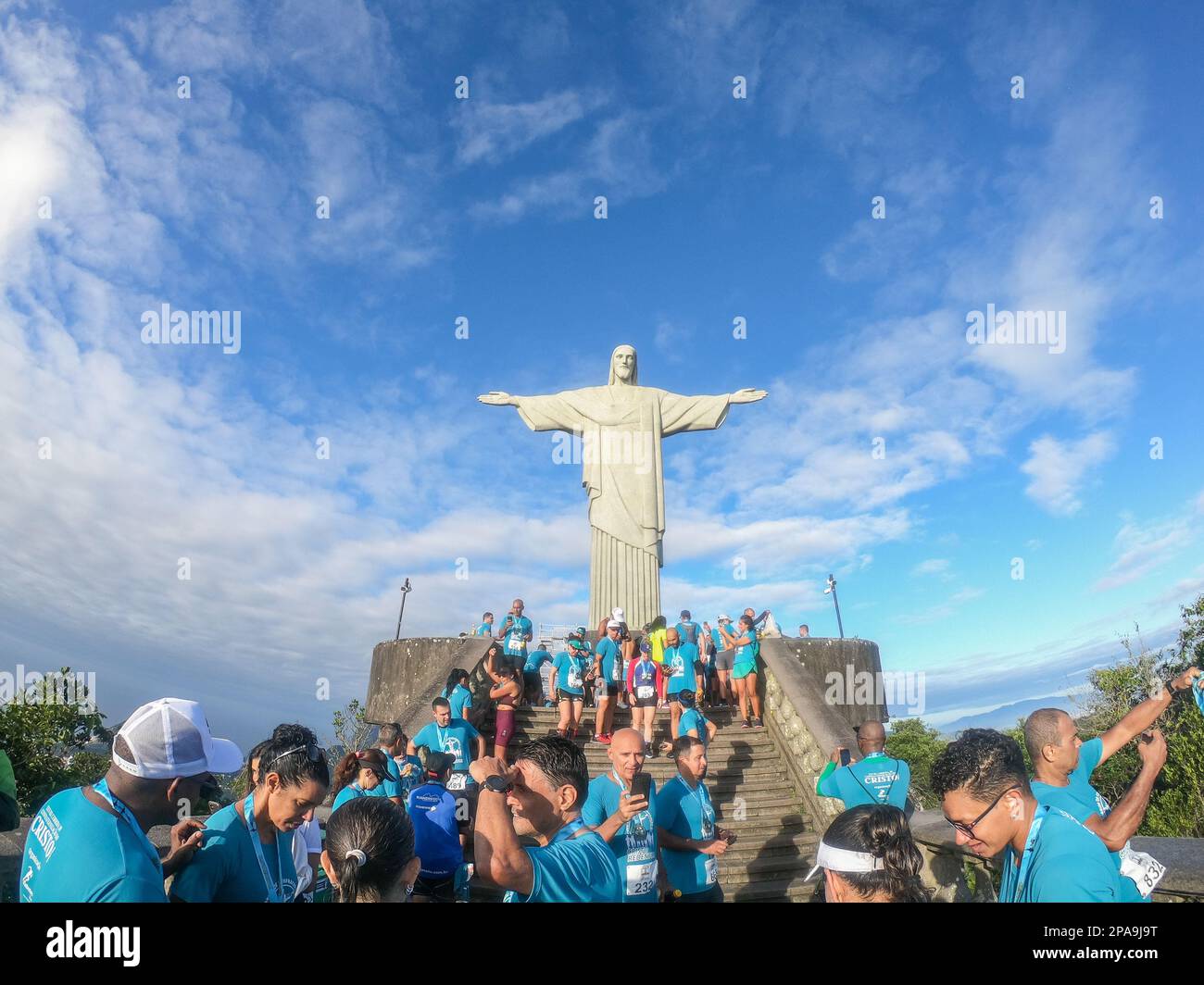 people visiting Christ the Redeemer in Rio de Janeiro, Brazil ...