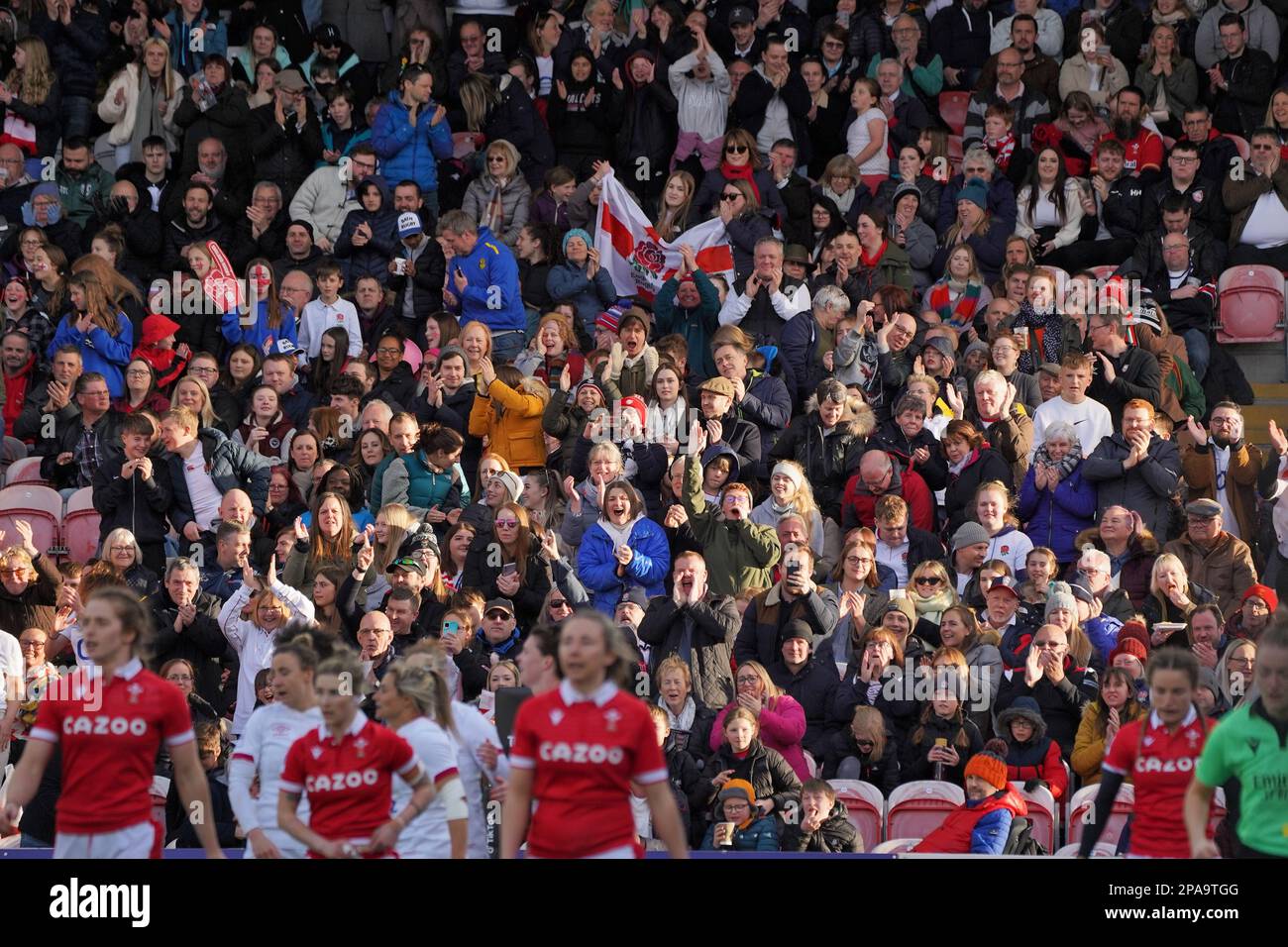 Rugby supporters at England v Wales, Kingsholm, Gloucester Stock Photo ...