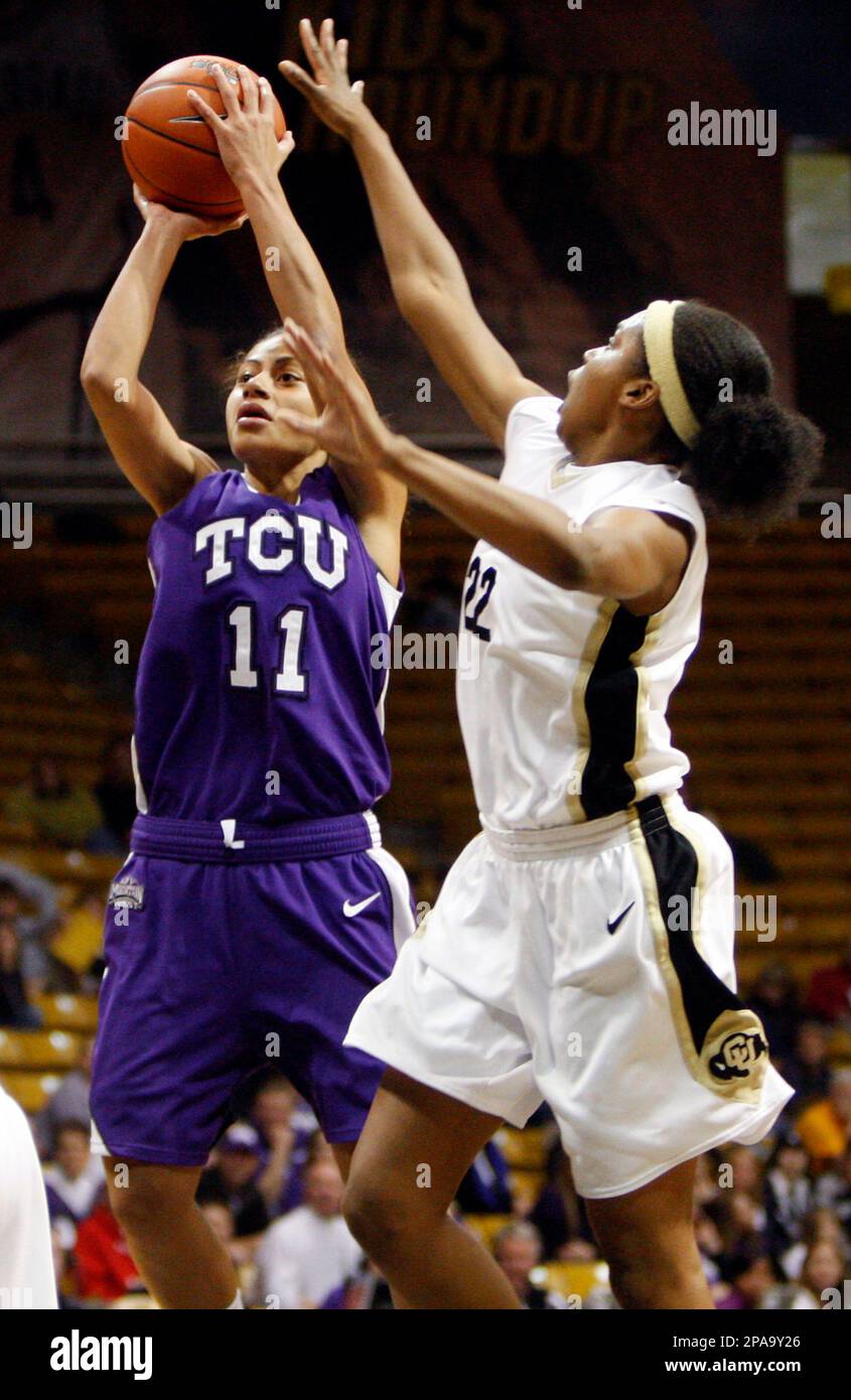 TCU guard Helen Roden, left, of Australia, goes up for a shot past ...