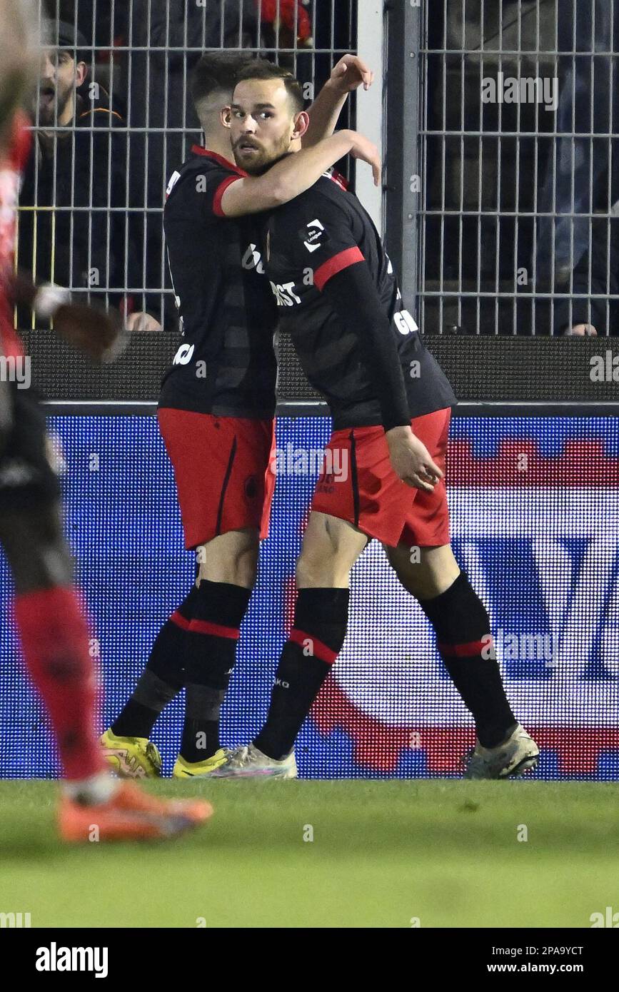 Antwerp's Vincent Janssen celebrates after scoring during a soccer ...