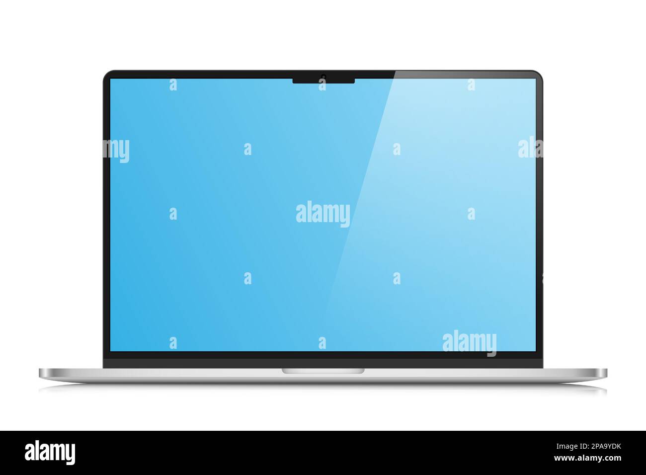 The layout of a modern laptop in a silver thin metal case. Laptop with ...