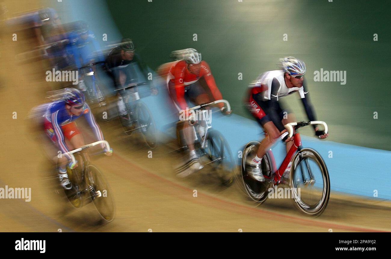 Bobby Lea, right, of the U.S. leads the Men's Points race in the Men's ...