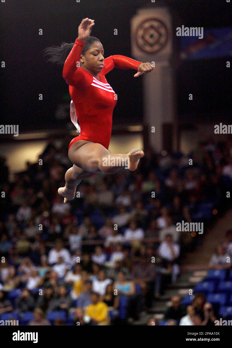 Darlene Hill of the United States performs her floor exercise routine ...