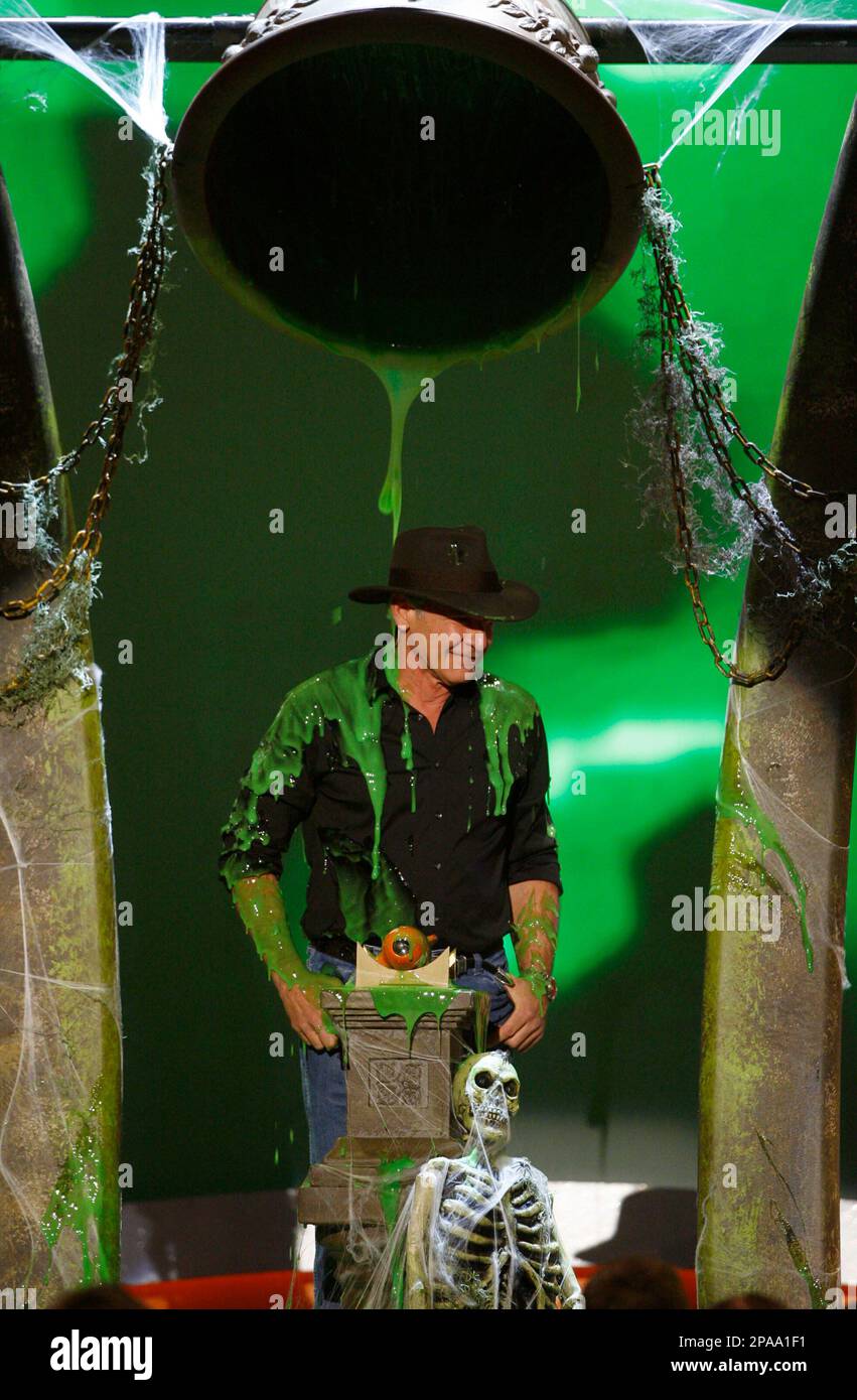 Harrison Ford gets slimed during the 21st Annual Kids' Choice Awards in ...