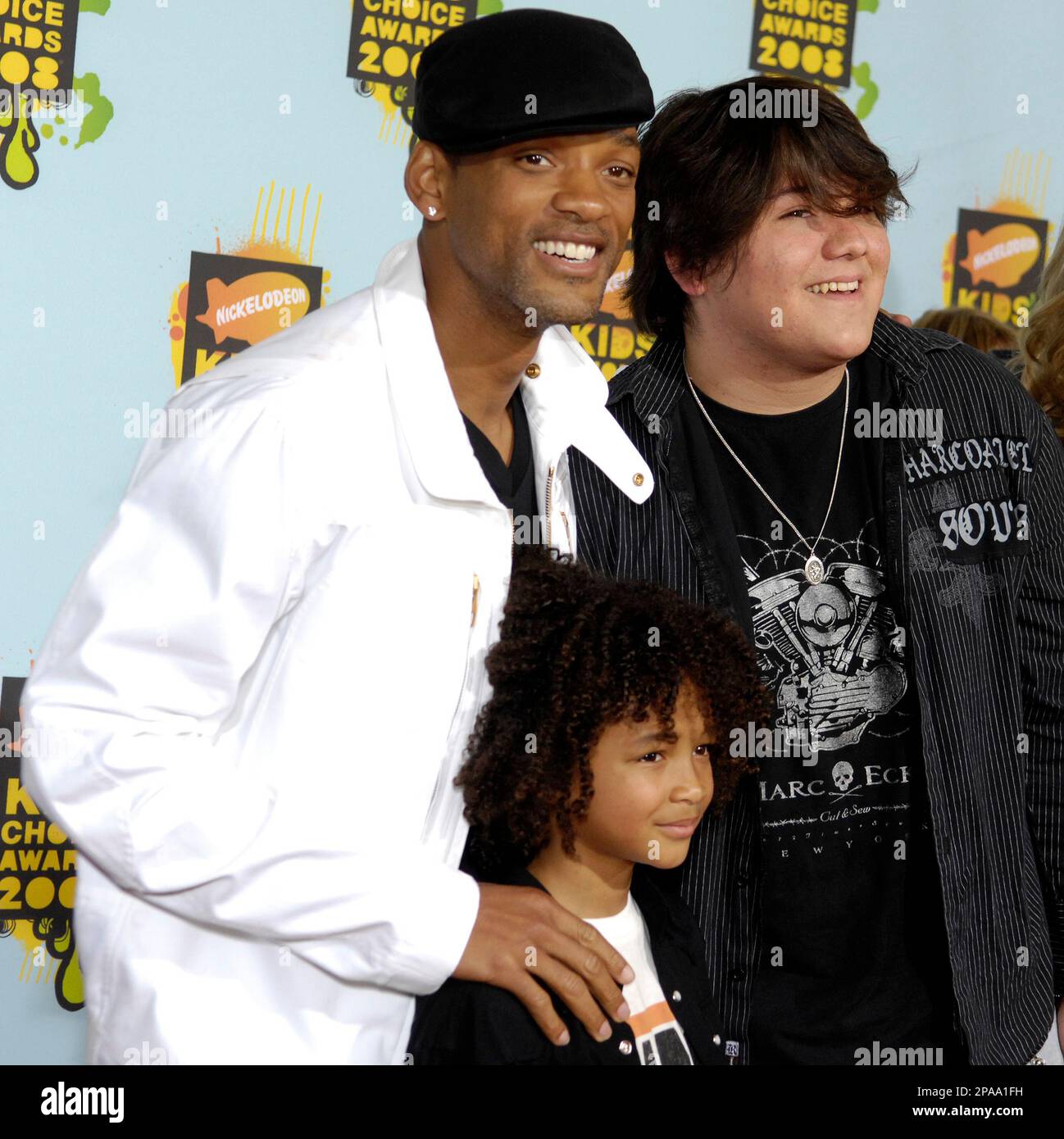 Will Smith, top left, poses with his son Jaden and Wolfgang Van Halen ...