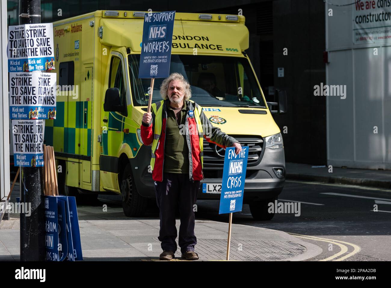 London, UK. 11 March 2023. Thousands rallied in support of NHS workers ...