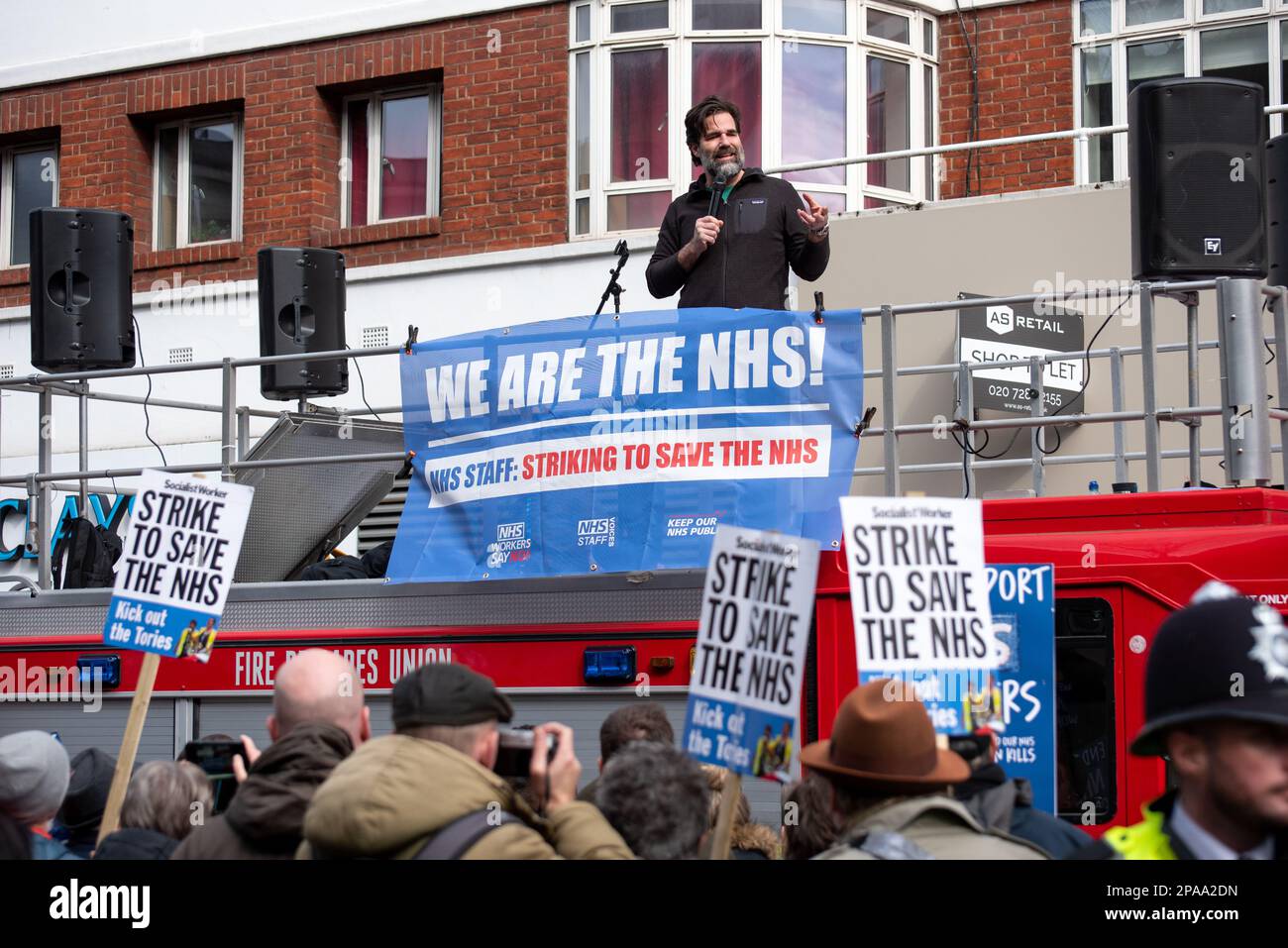 London, UK. 11 March 2023. Thousands rallied in support of NHS workers ...