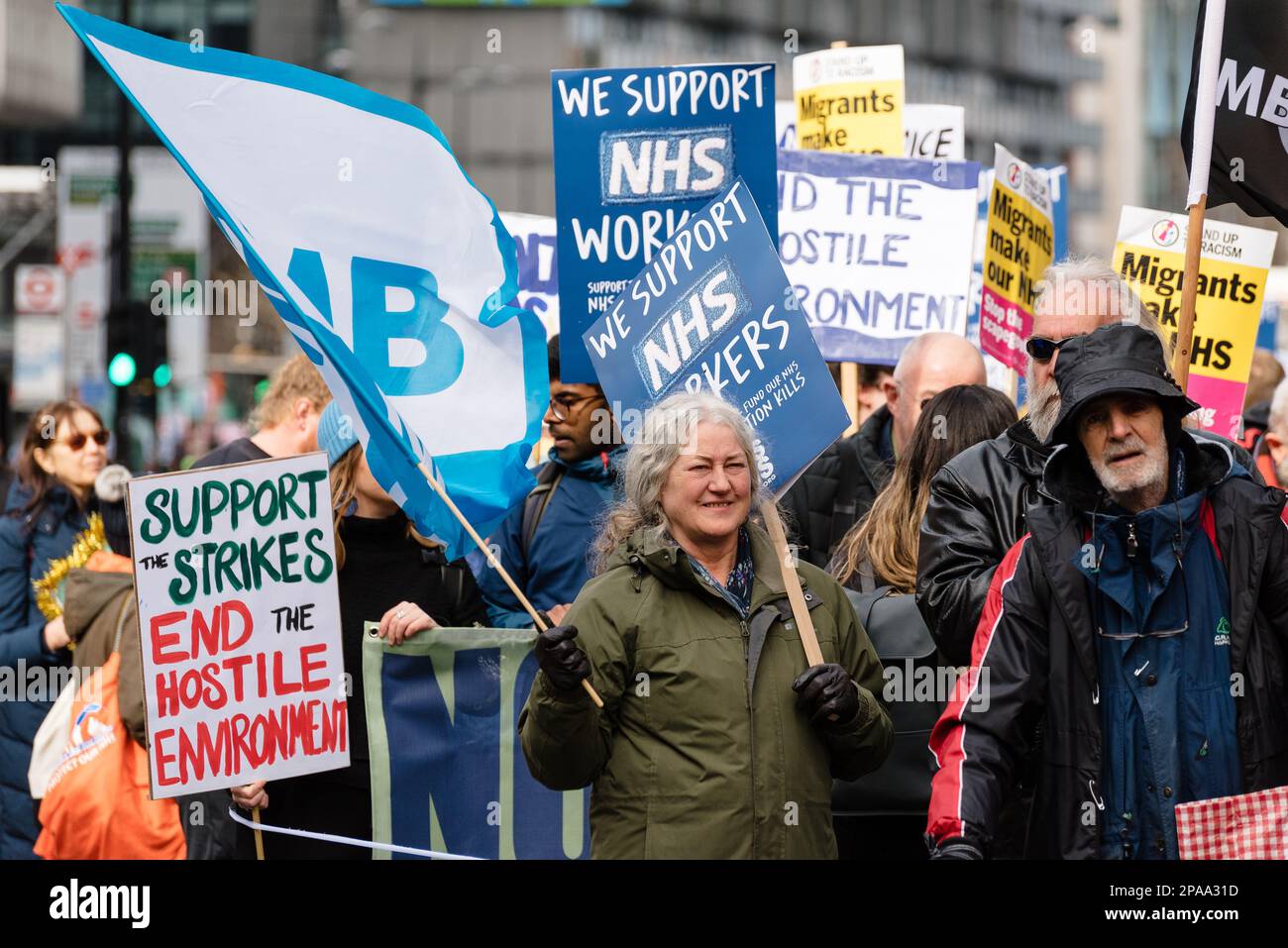 London, UK. 11 March 2023. Thousands rallied in support of NHS workers ...