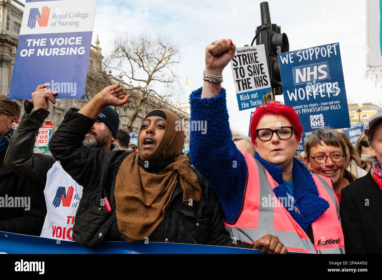 London, UK. 11 March 2023. Thousands rallied in support of NHS workers ...