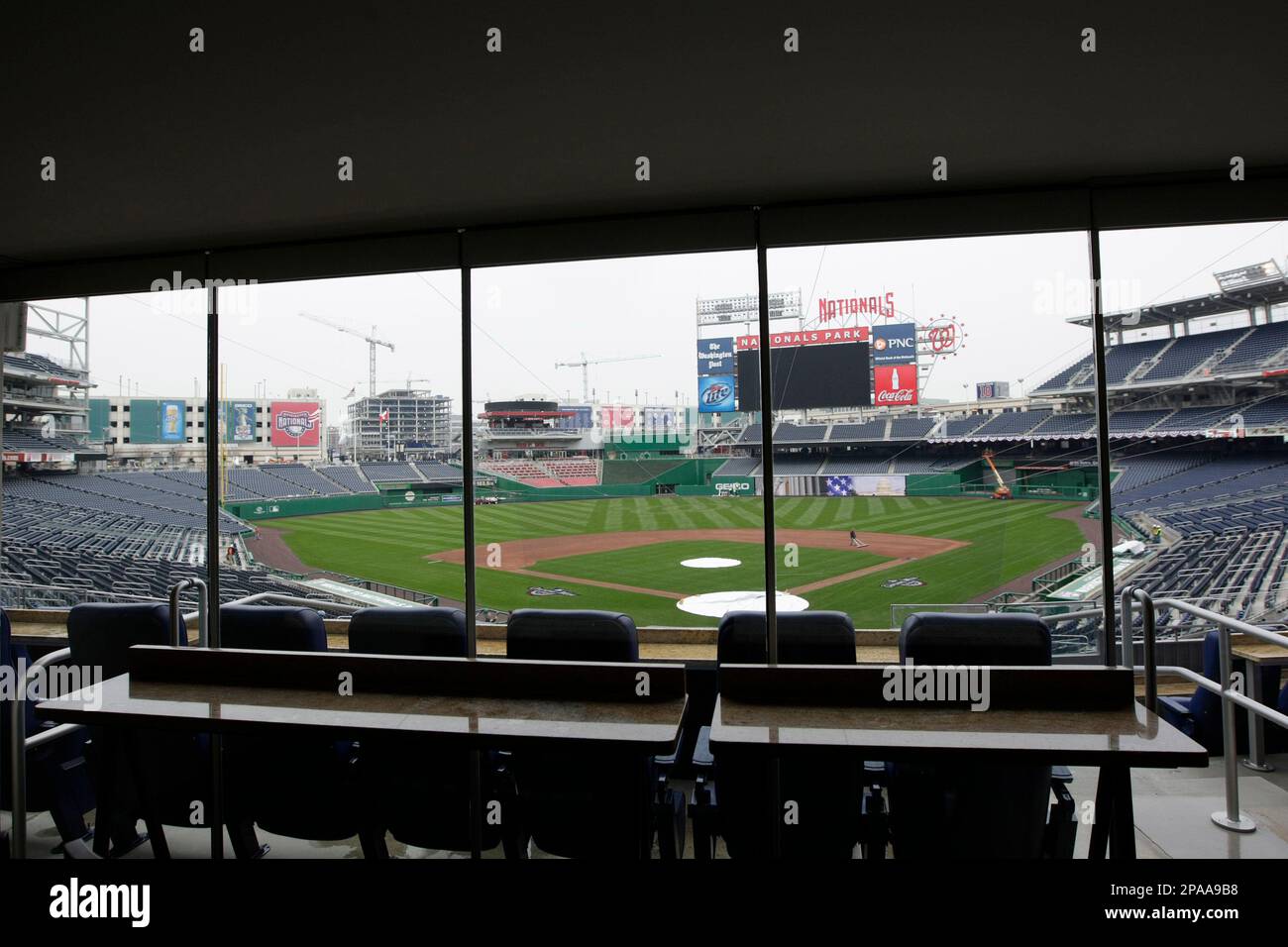 The view of the field is shown from inside a luxury box at the new ...