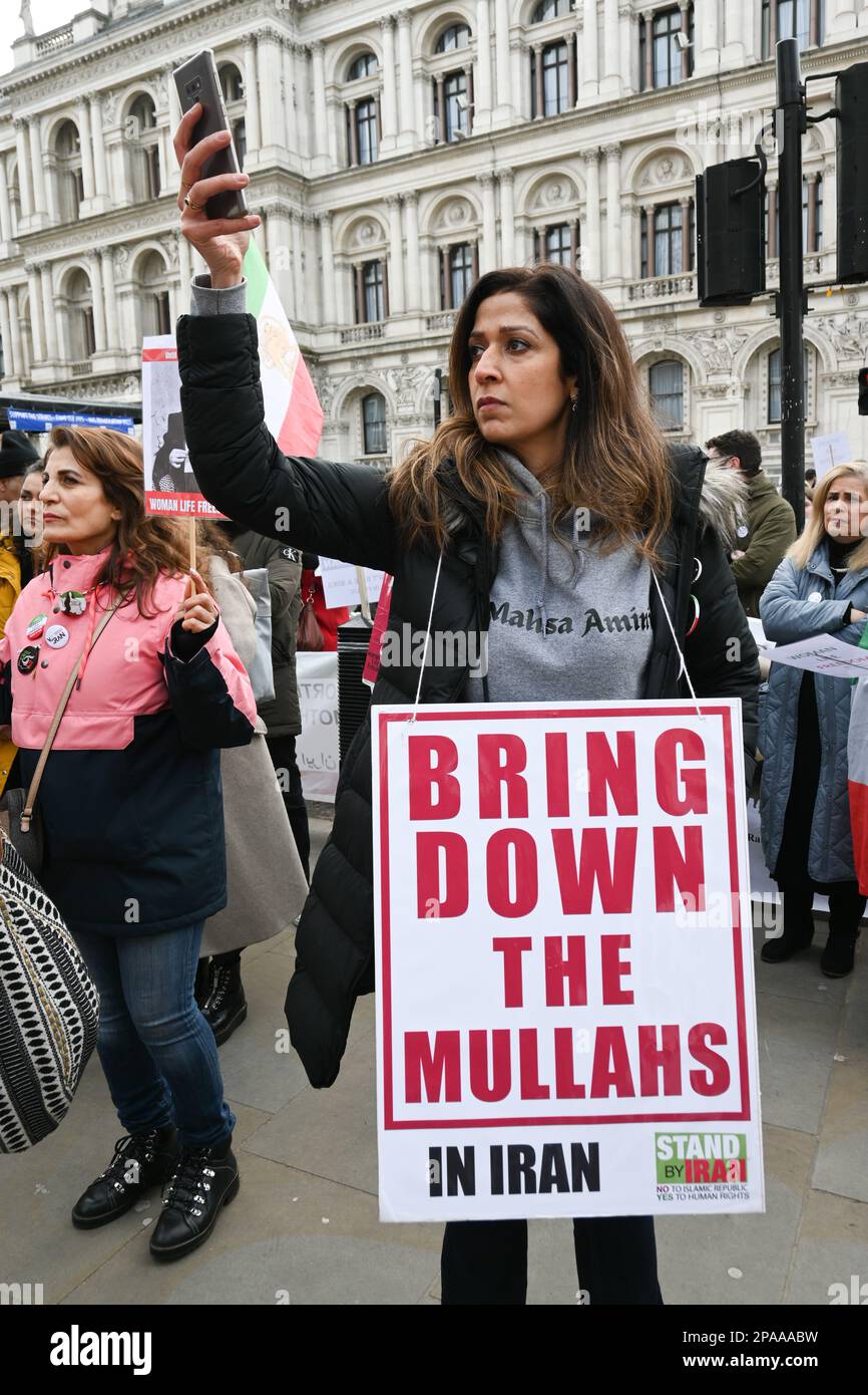 Downing street, London, UK. 11th March 2023. Iranian continues protest ...