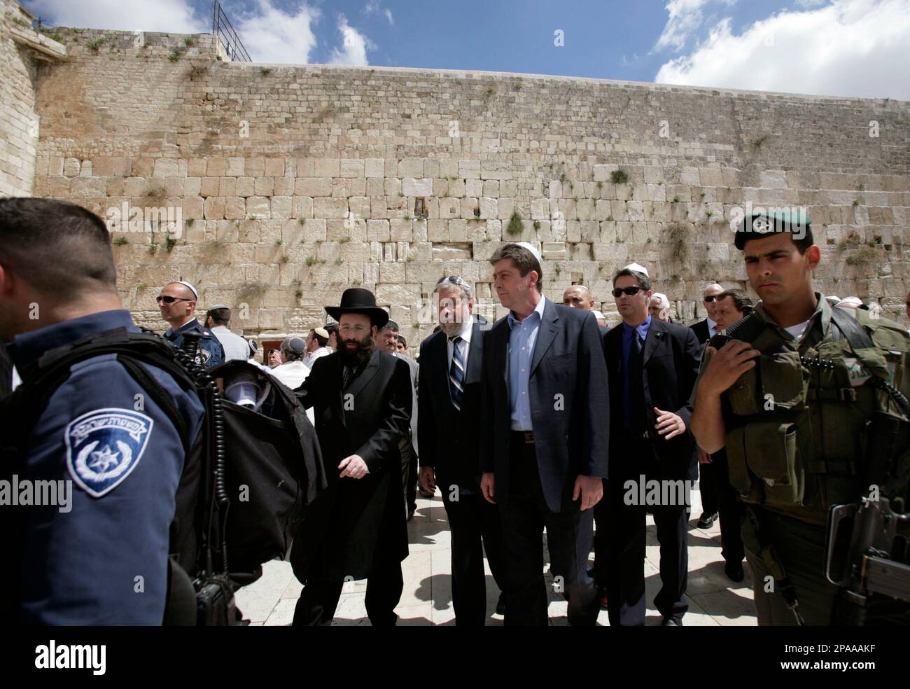 Bulgaria's President Georgi Parvanov, center right, visits the Western ...