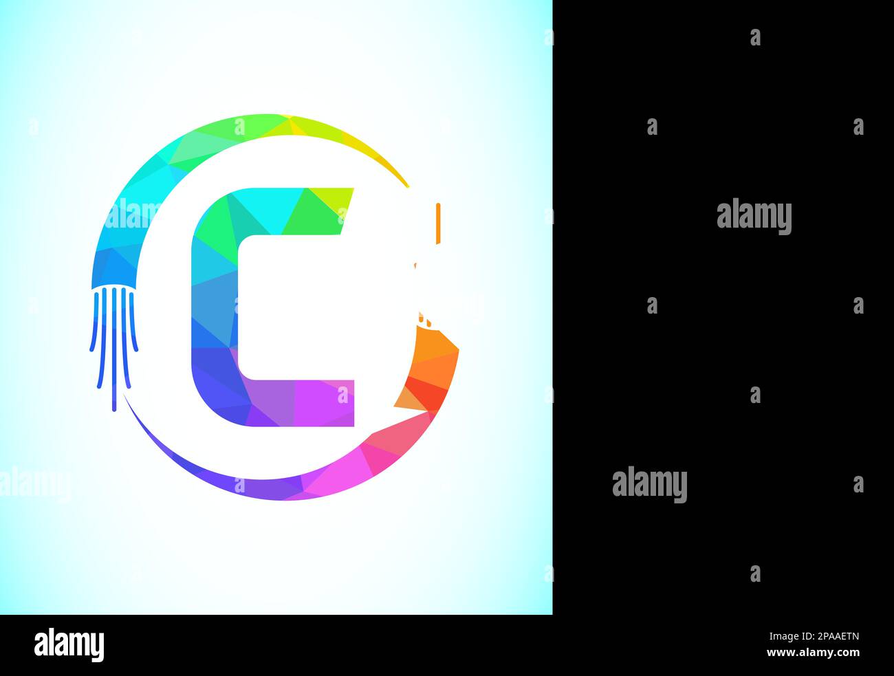 Polygonal alphabet C with electric wire, and optical fiber cable. Low ...