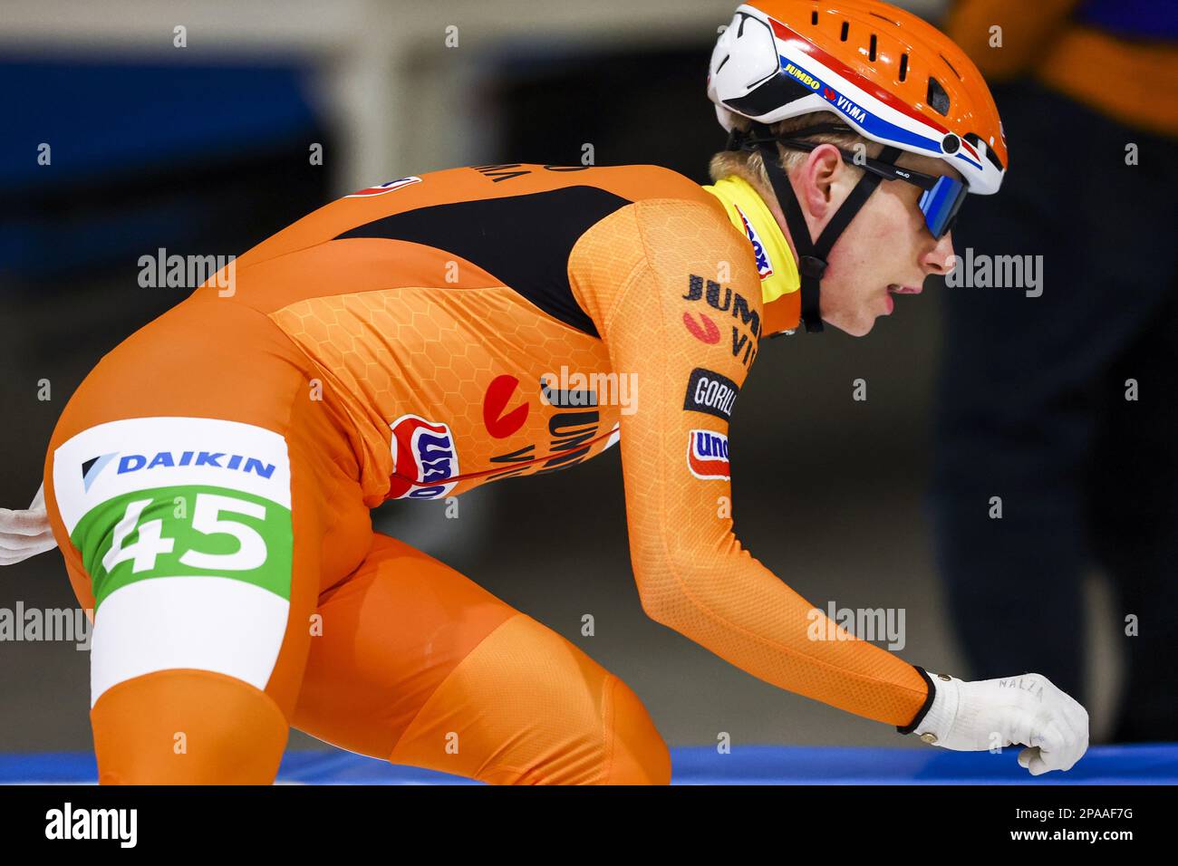 LEEUWARDEN - Harm Visser in the orange leader's suit in action during ...