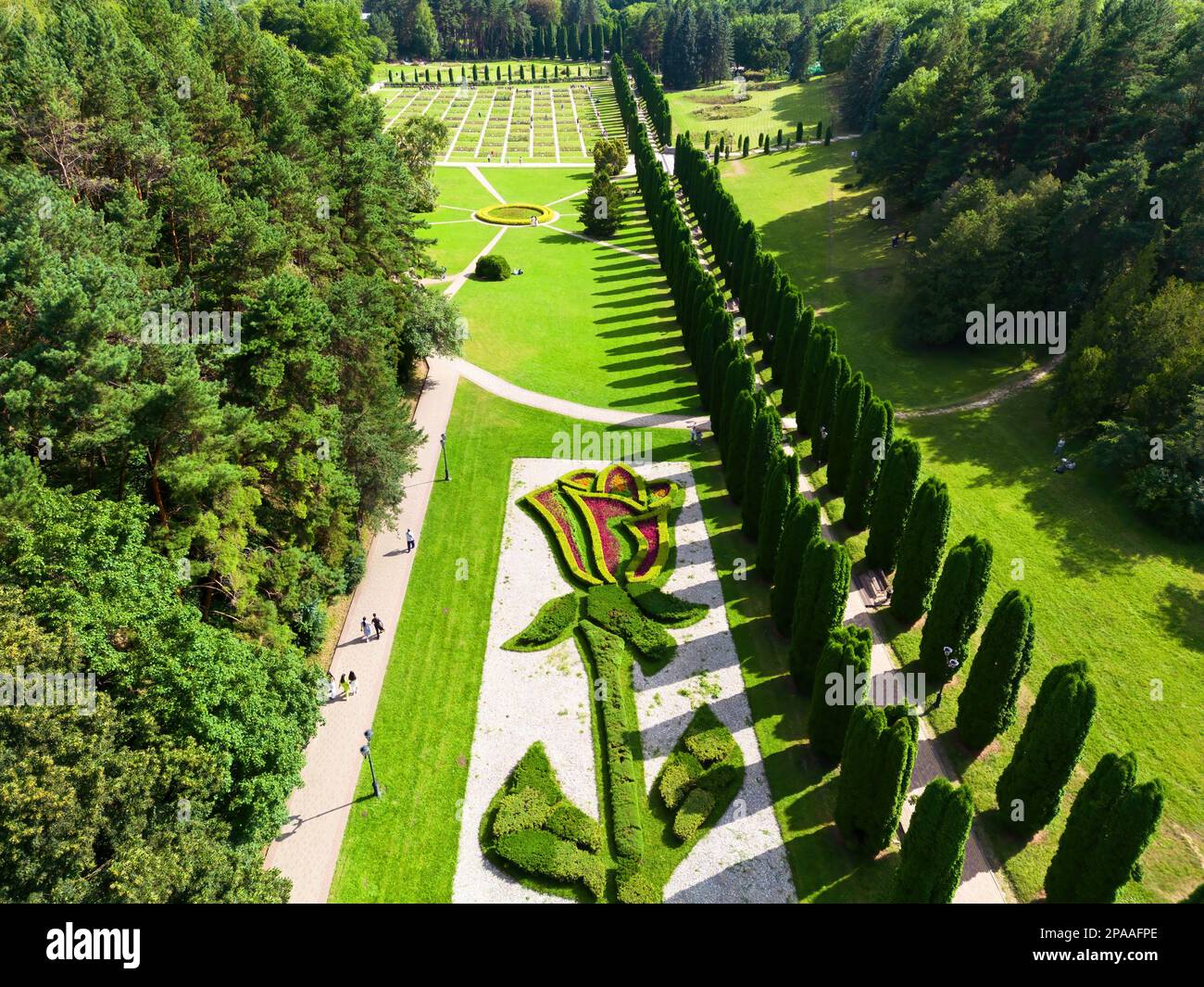 Resort park Valley of Roses in summer, Kislovodsk, Russia. Aerial view ...