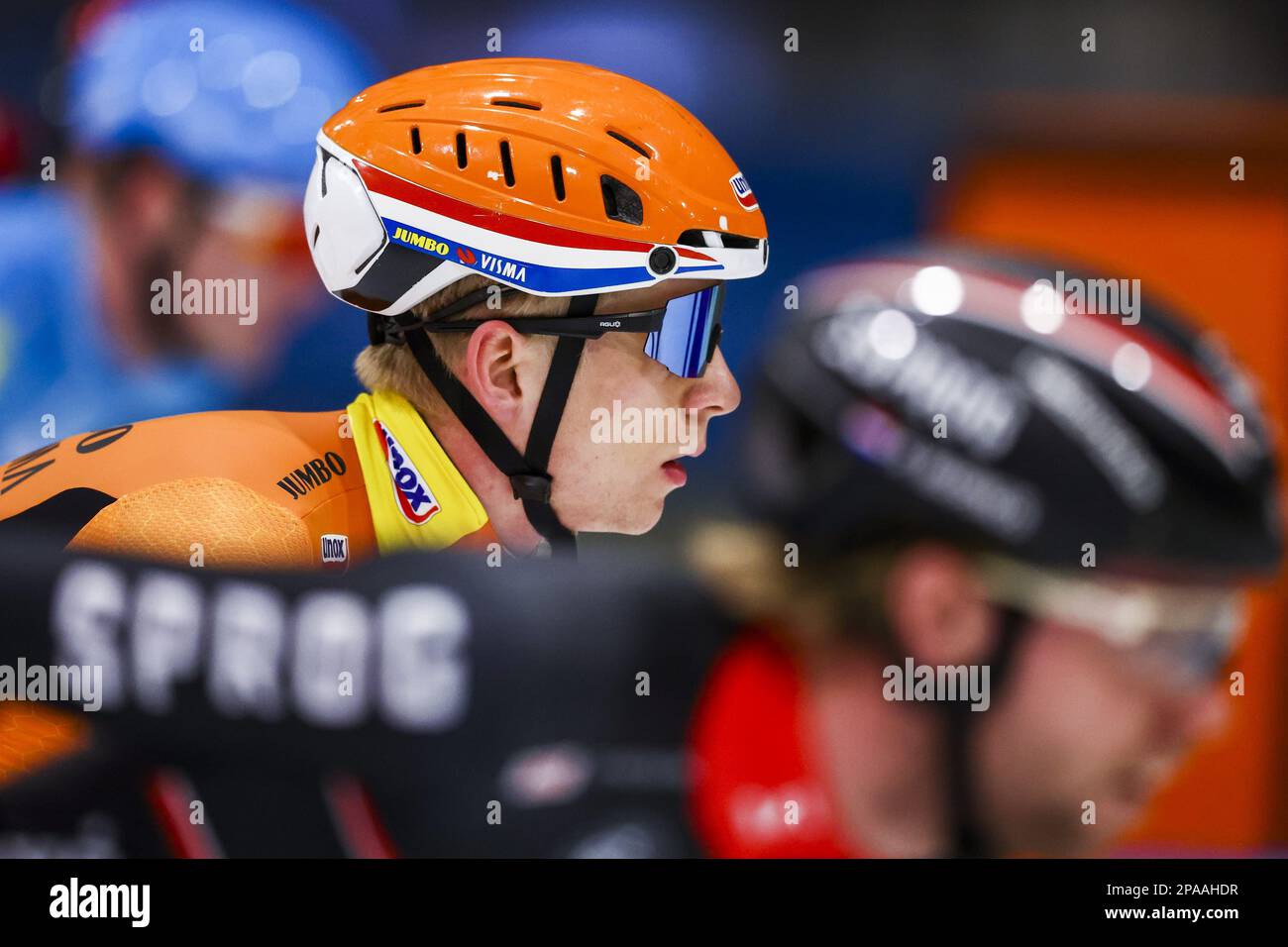 LEEUWARDEN - Harm Visser in the orange leader's suit in action during ...