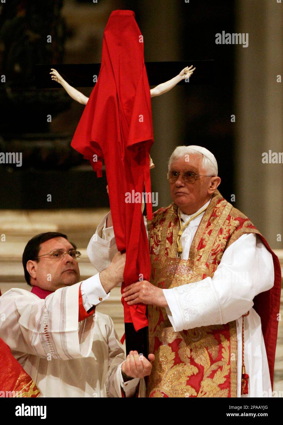 Pope Benedict XVI, right, celebrates a Mass for the unveiling and ...