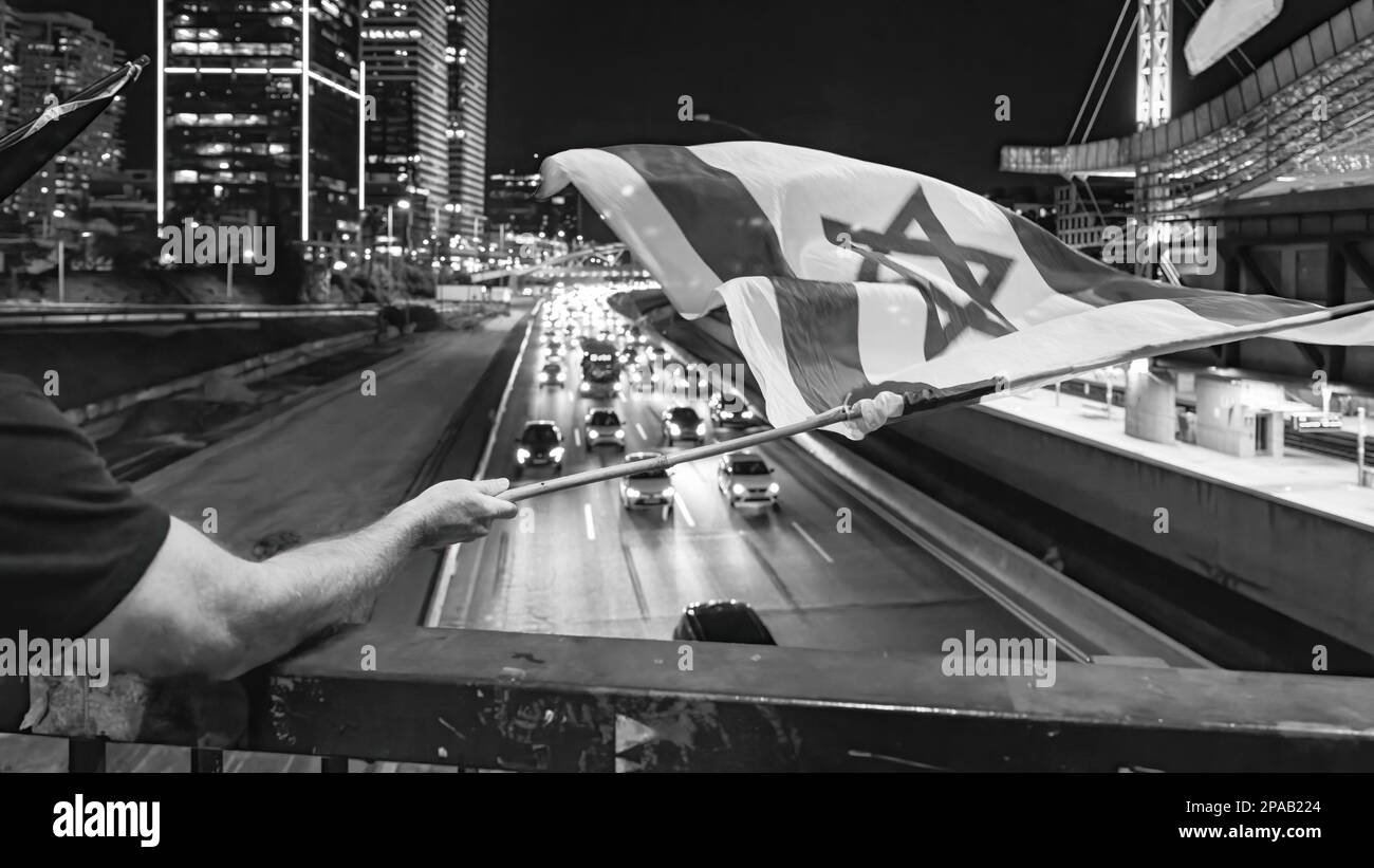 Tel Aviv, Israel. 11th Mar, 2023. Protestors against Judicial Reform ...