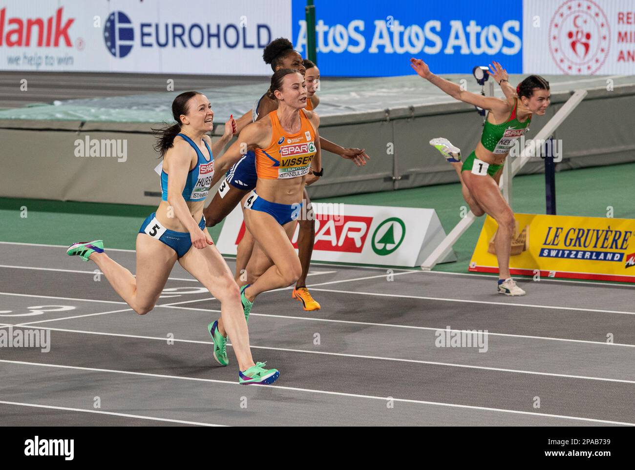 Reetta Hurske of Finland competing in the women’s 60m hurdles final at ...