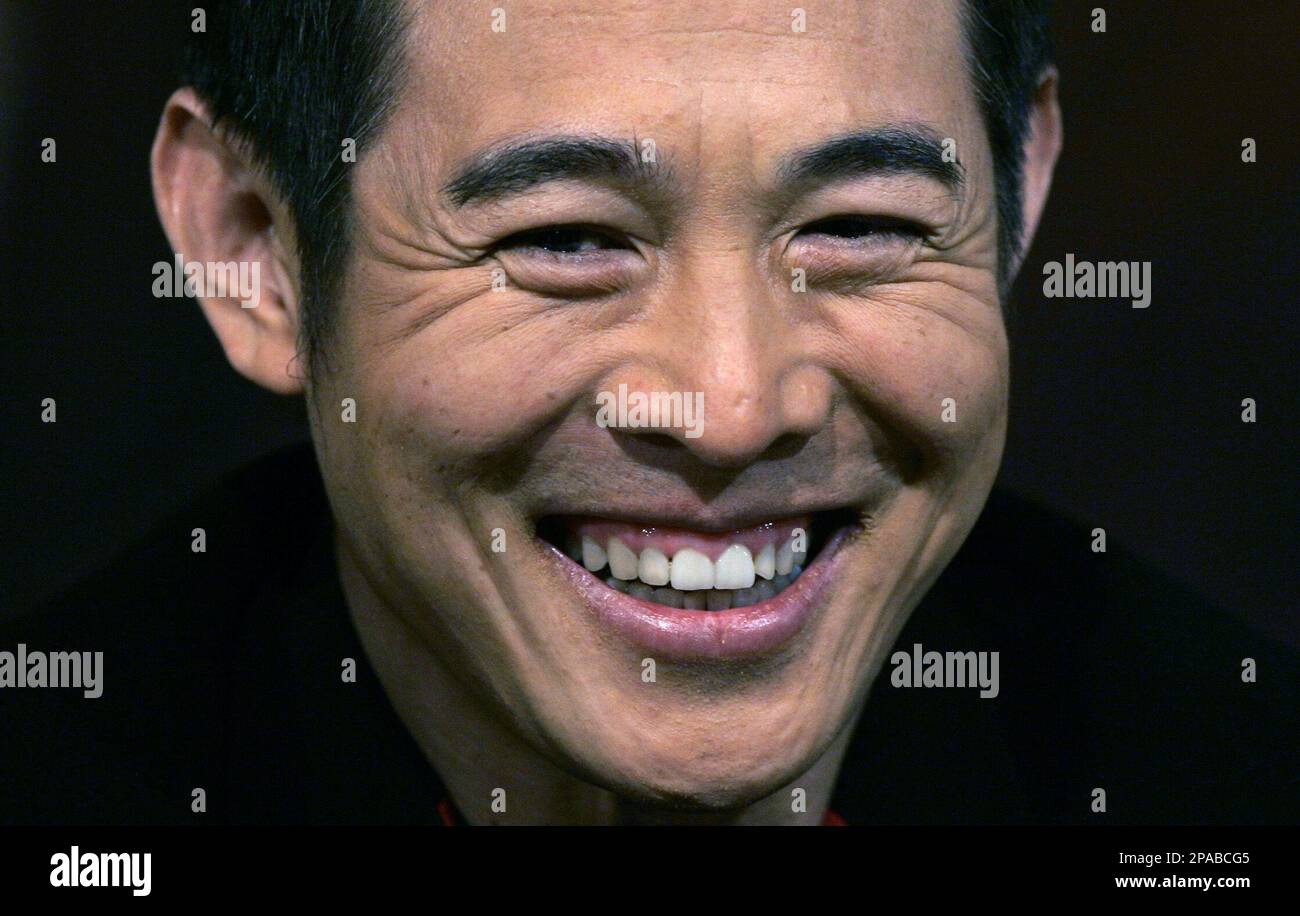 Chinese movie star Jet Li, speaks at a news conference to promote his ...