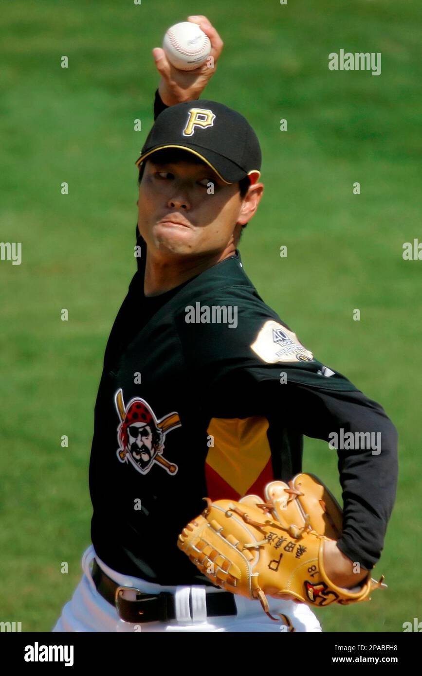 Pittsburgh Pirates pitcher Masumi Kuwata, of Japan, throws against the ...