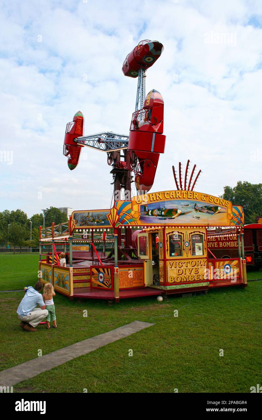 London, England - August 26 2006: Old Roll-O-Plane at the Battersea Fun ...