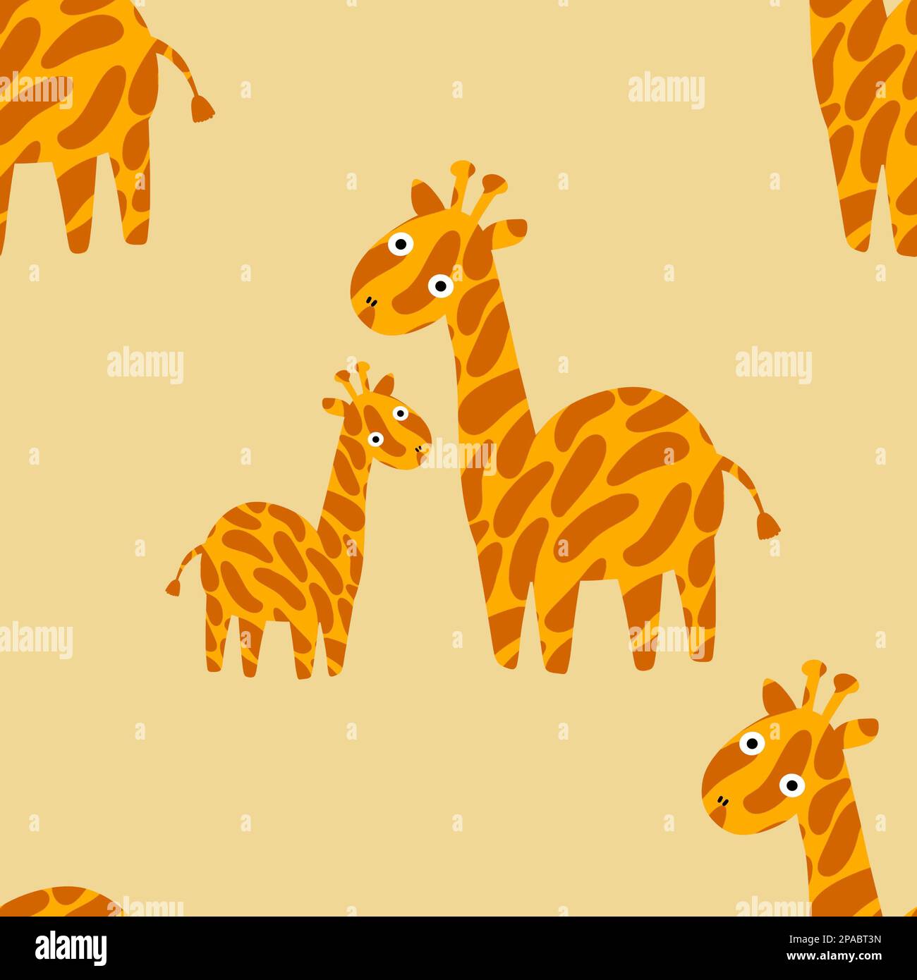 Cartoon summer animals seamless giraffes pattern for wrapping paper and ...