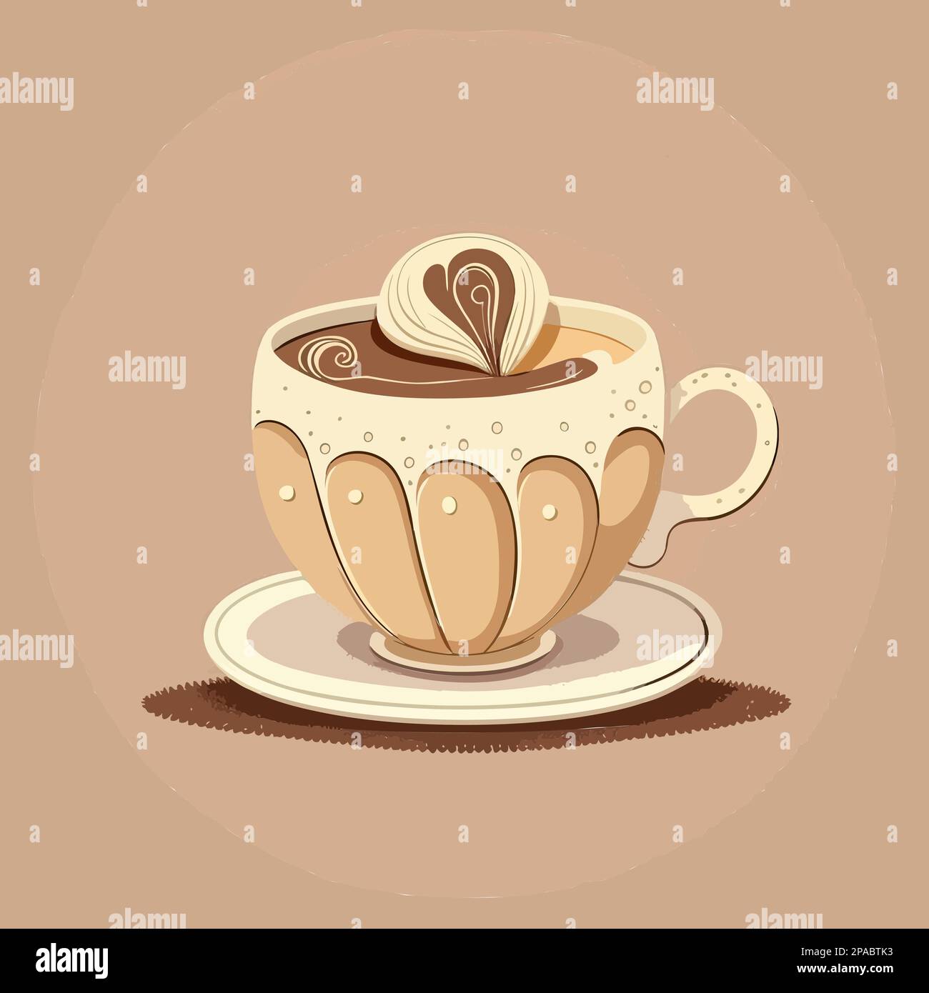 Flat cartoon illustration of cute beautiful glass cup of coffee drink ...