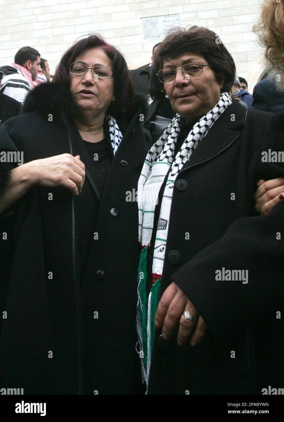 Laila Khaled, right, and Hilda Habash, widow of George Habash, founder ...