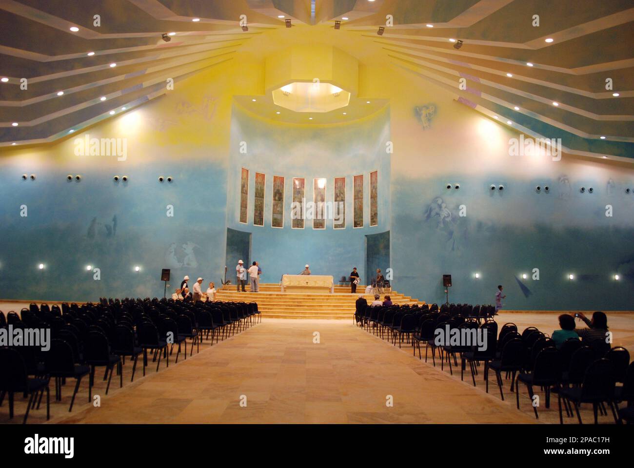 The interior of the first church building in Doha, Qatar is seen ...