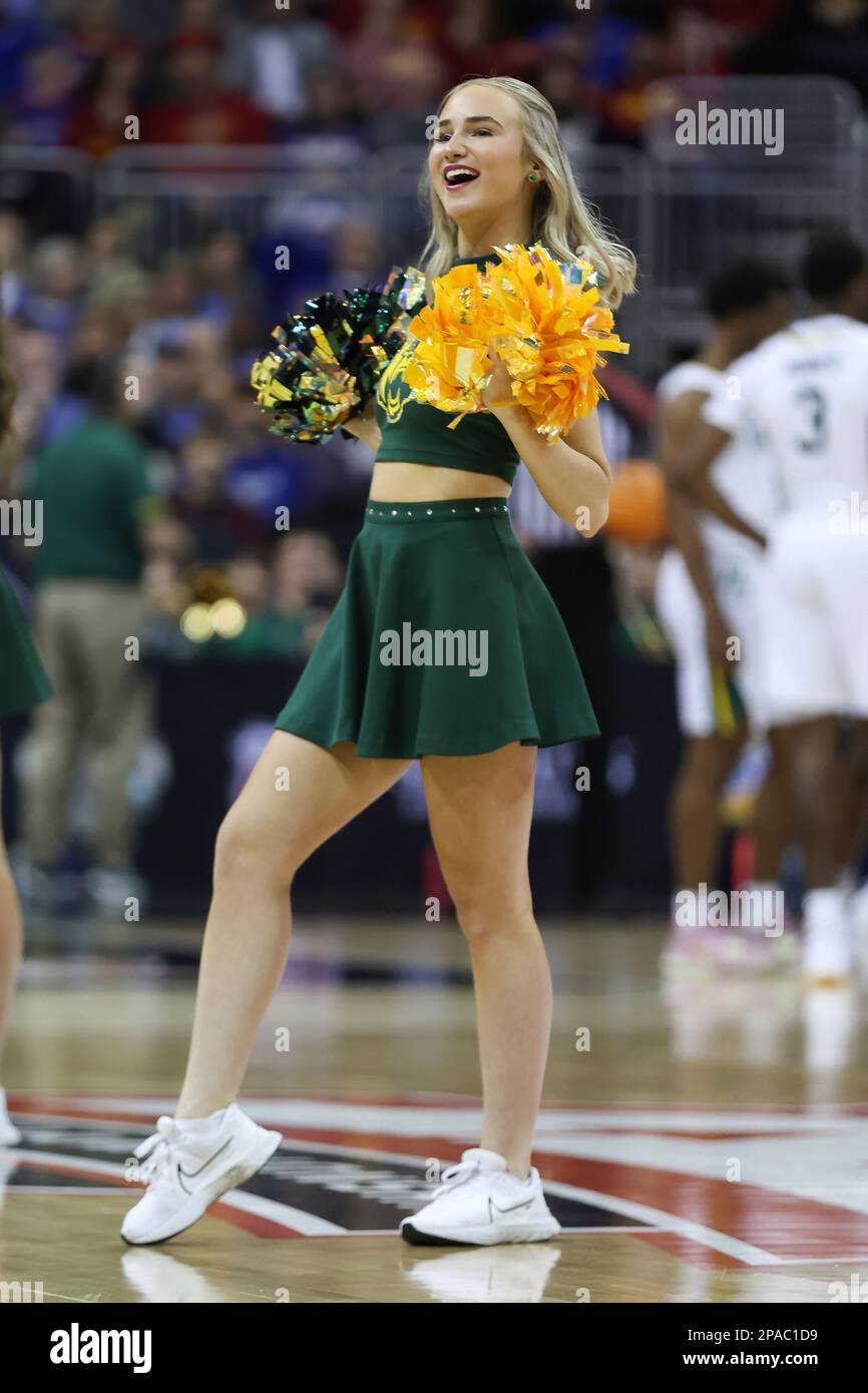 KANSAS CITY, MO - MARCH 09: A Baylor Bears cheerleader performs in the ...