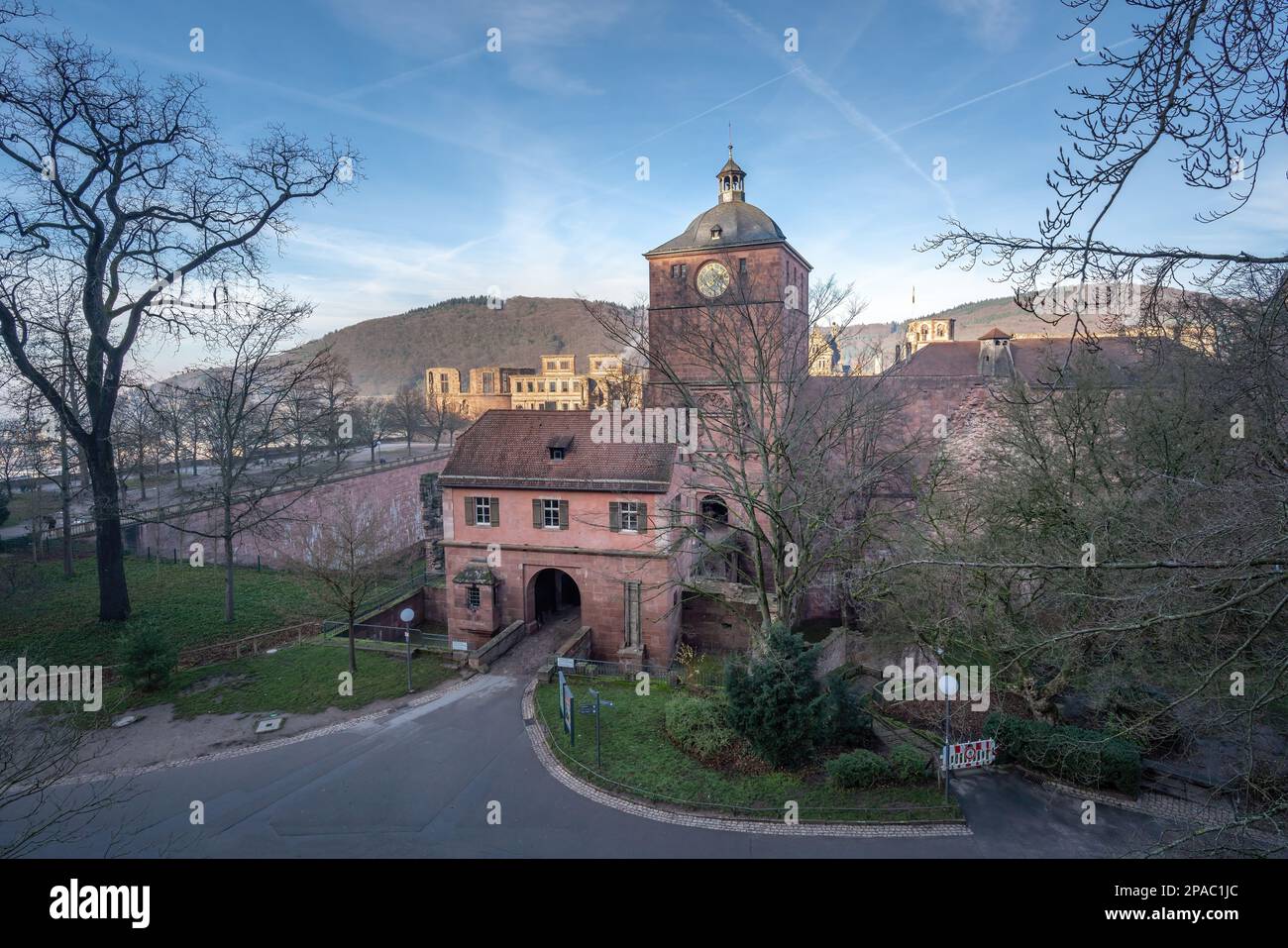 Aerial view of Heidelberg Castle Entrance and Gate Tower (Torturm ...