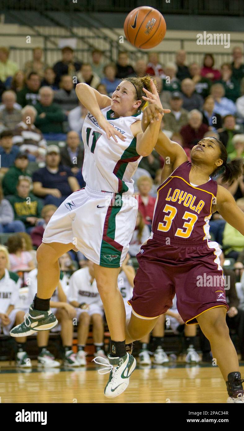 Wisconsin - Green Bay's Kayla Groh, left, gets fouled by Loyola Chicago ...