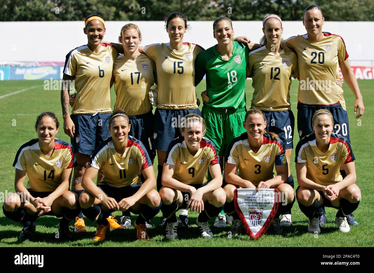 The U.S. soccer team pose for photographers prior to their Algarve Cup ...