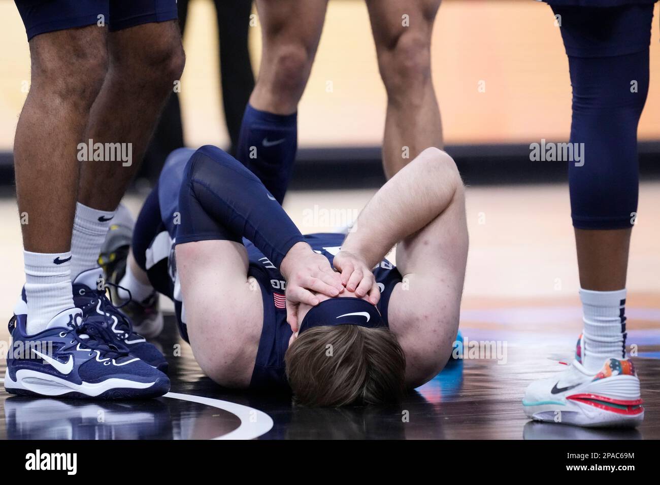 Penn State's Michael Henn reacts after getting called for a foul during ...