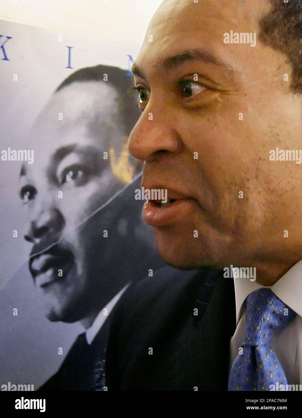 Massachusetts Gov. Deval Patrick enters the Monument High School ...