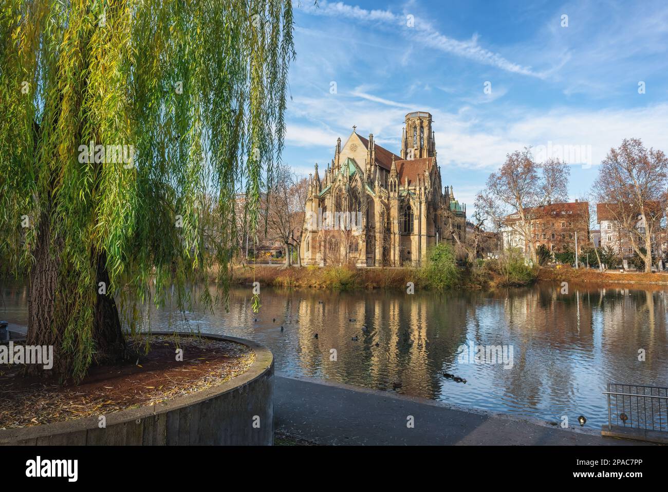 St. John Church (Johanneskirche) at Feuersee lake - Stuttgart, Germany ...