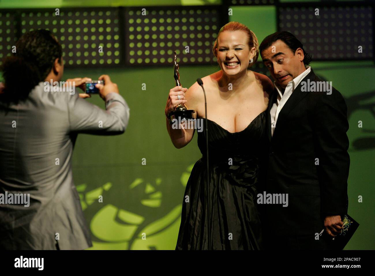 Mexican comedian Adal Ramones, right, jokes with Luz Garcia while she ...