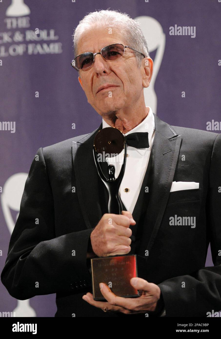 Musician Leonard Cohen poses backstage at the Rock and Roll Hall of ...