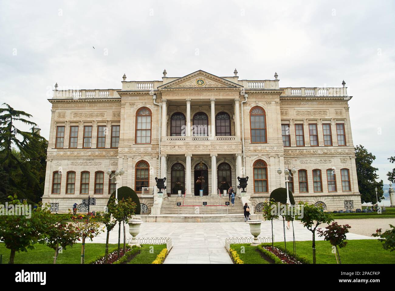 View of the amazing architecture of Dolmabahce Palace in Istanbul Stock ...