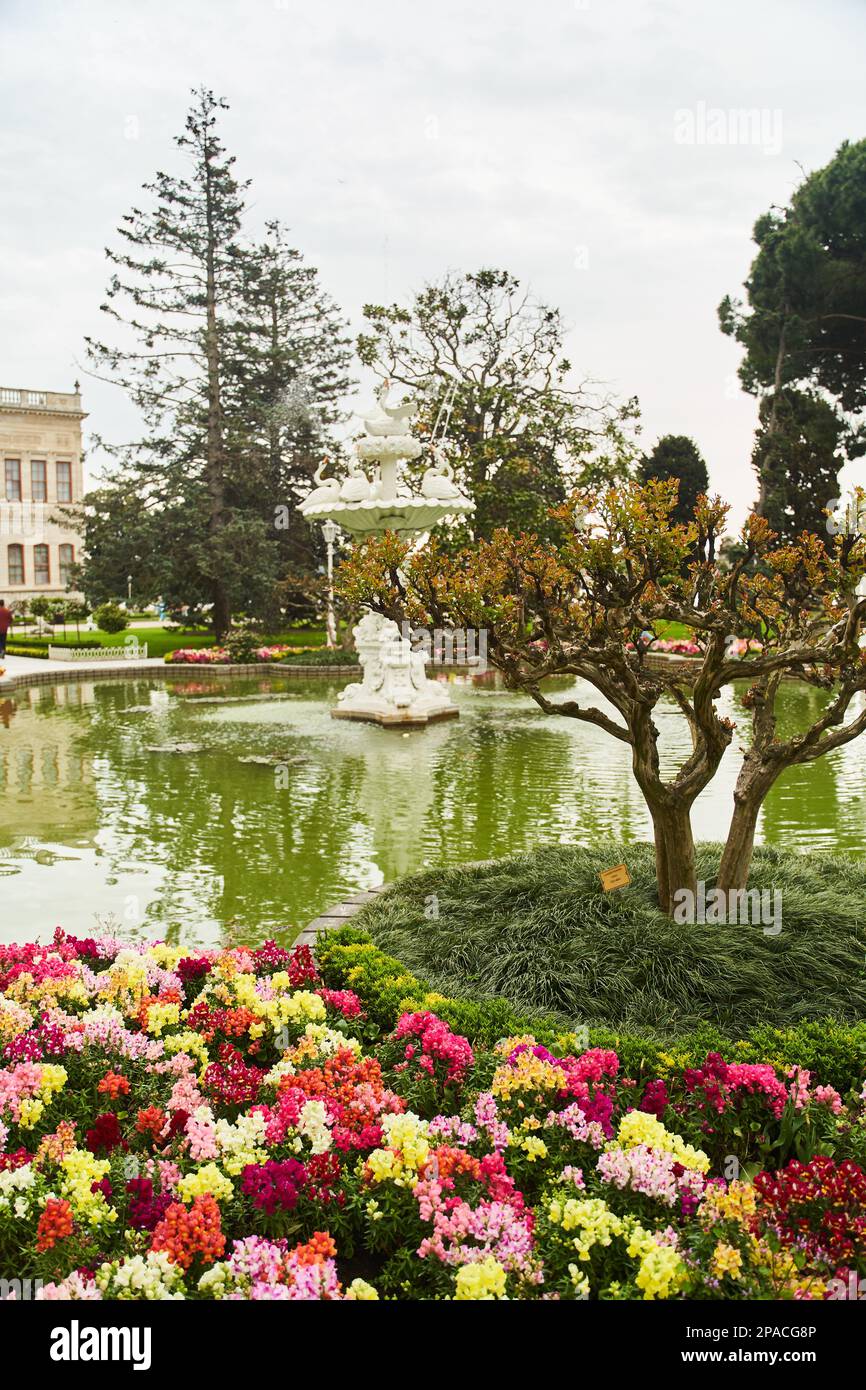 View of the amazing architecture of Dolmabahce Palace in Istanbul Stock ...