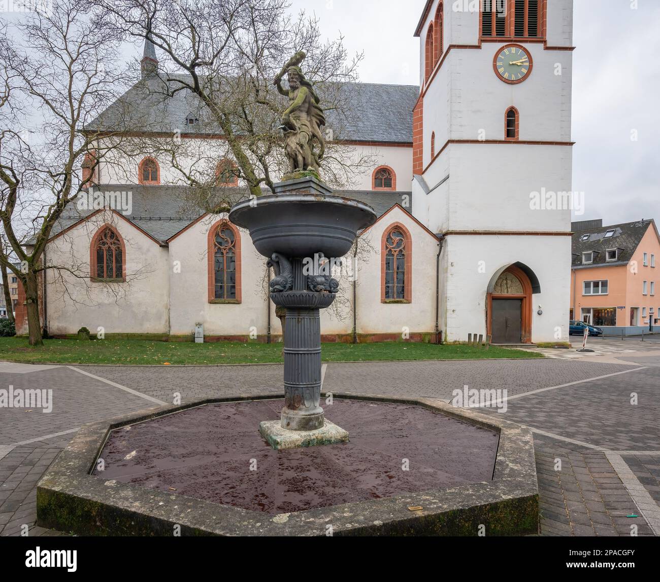 Hercules Fountain in front of St. Anthony Church (St. Antonius Kirche ...
