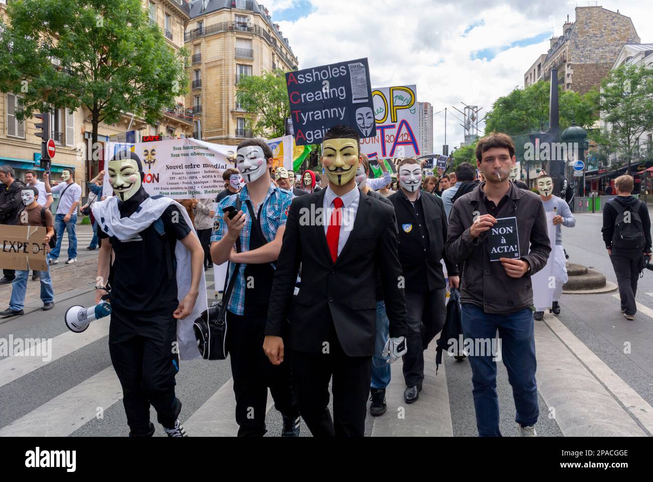 Crowd Young People Protesting Against Internet Laws, A.C.T.A ...