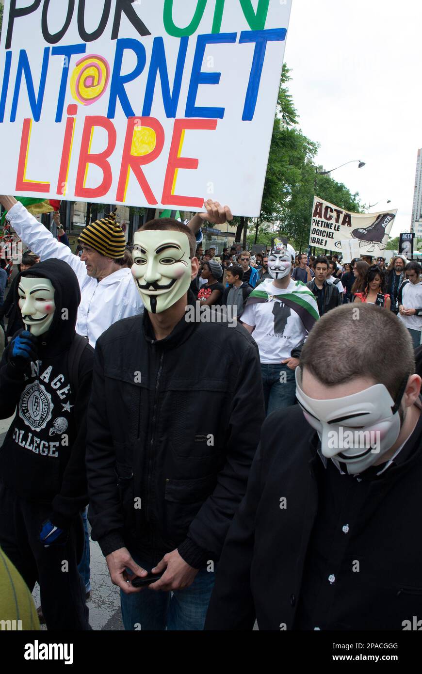 Paris, France, Crowd Young People Protesting Against Internet Laws, A.C ...