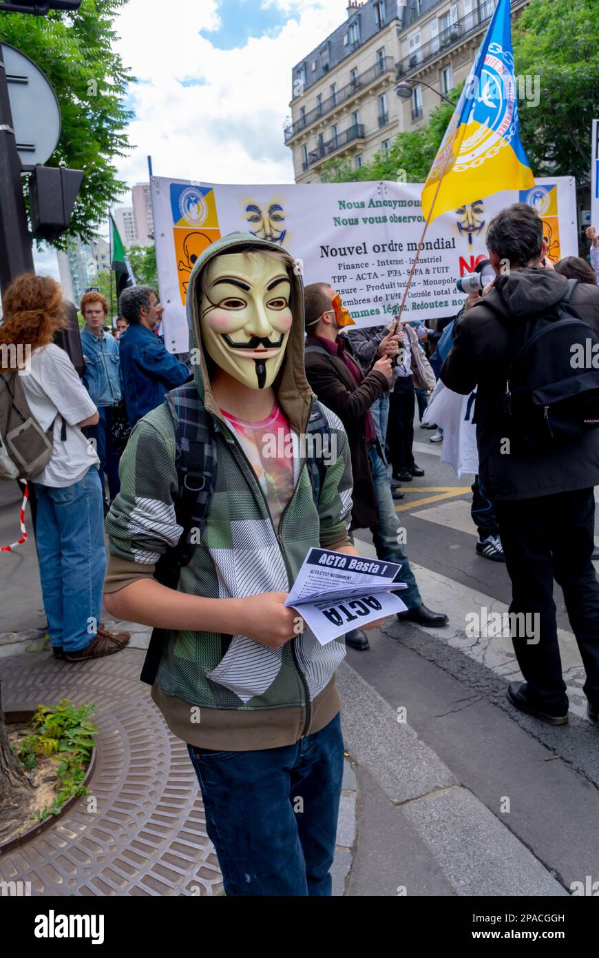 Paris, France, Crowd Young People Protesting Against Internet Laws, A.C ...
