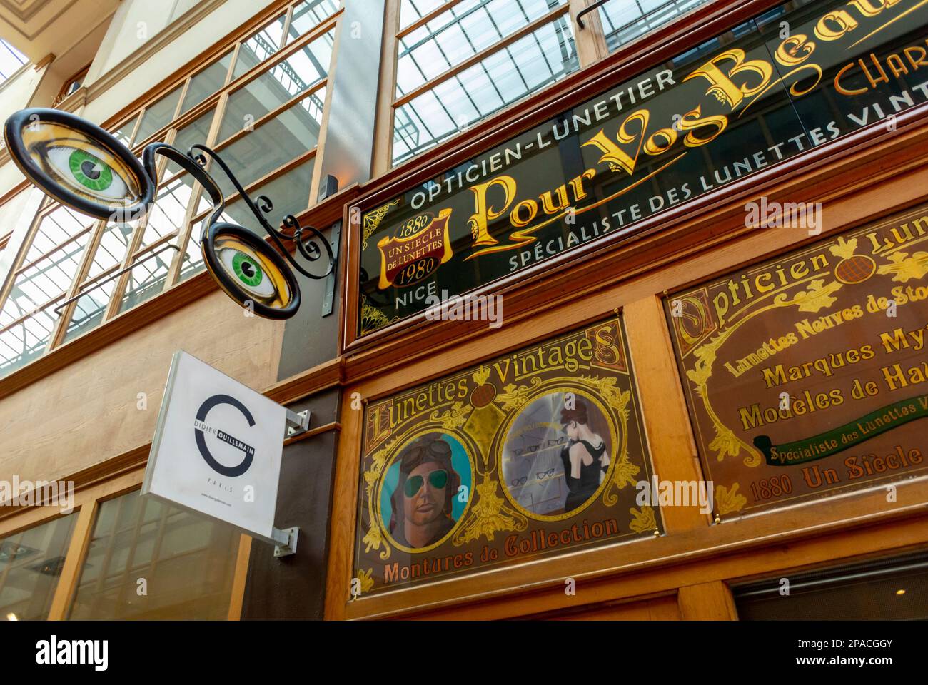 Paris, France, Detail Old French Sign on Storefront Inside Historic ...
