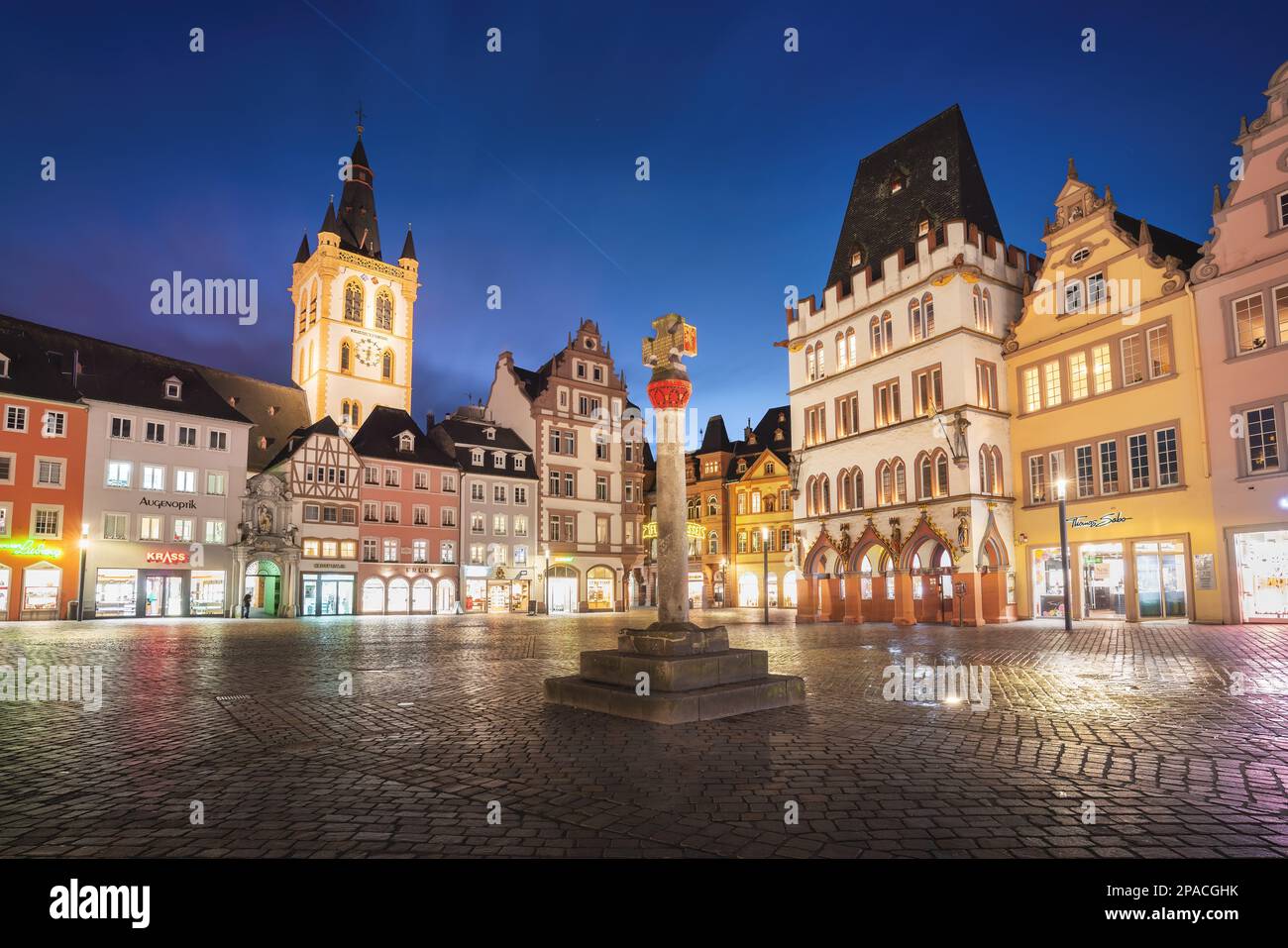Hauptmarkt Square at night - Trier, Germany Stock Photo - Alamy