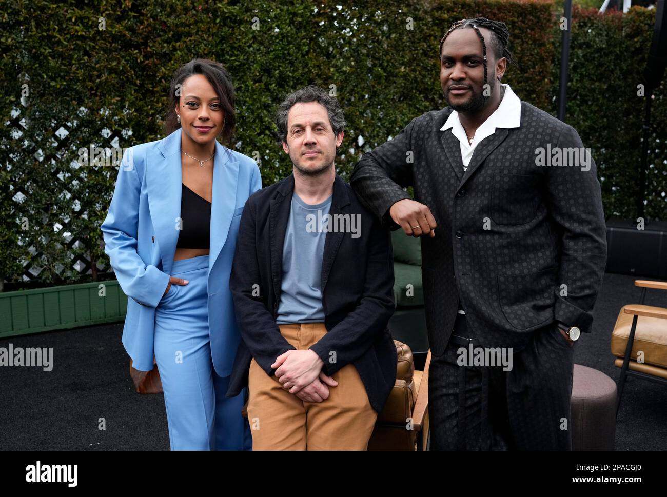 From left, Rosalind Eleazar, Dustin Demri-Burns and Kadiff Kirwan, cast ...