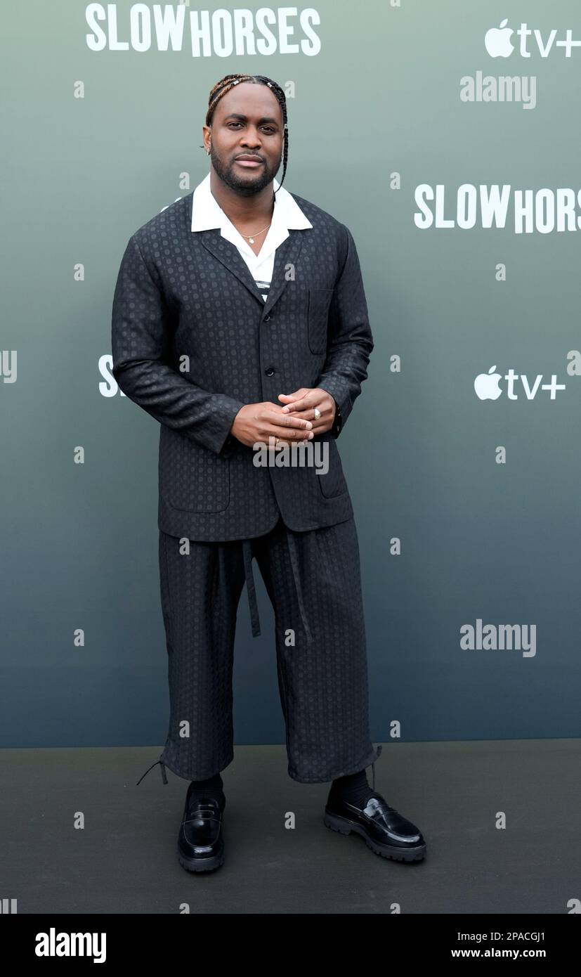 Kadiff Kirwan, a cast member in "Slow Horses," poses at the Season 2 ...